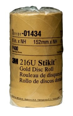 3M™ Stikit™ Gold Disc Roll, 01434, 6 in, P400, 175 discs per roll, 6 r ...