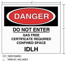 3M™ Diamond Grade™ Safety Sign 3MN204DG, "DANGER…IDHL", 6 in x 5 in, 1 ...